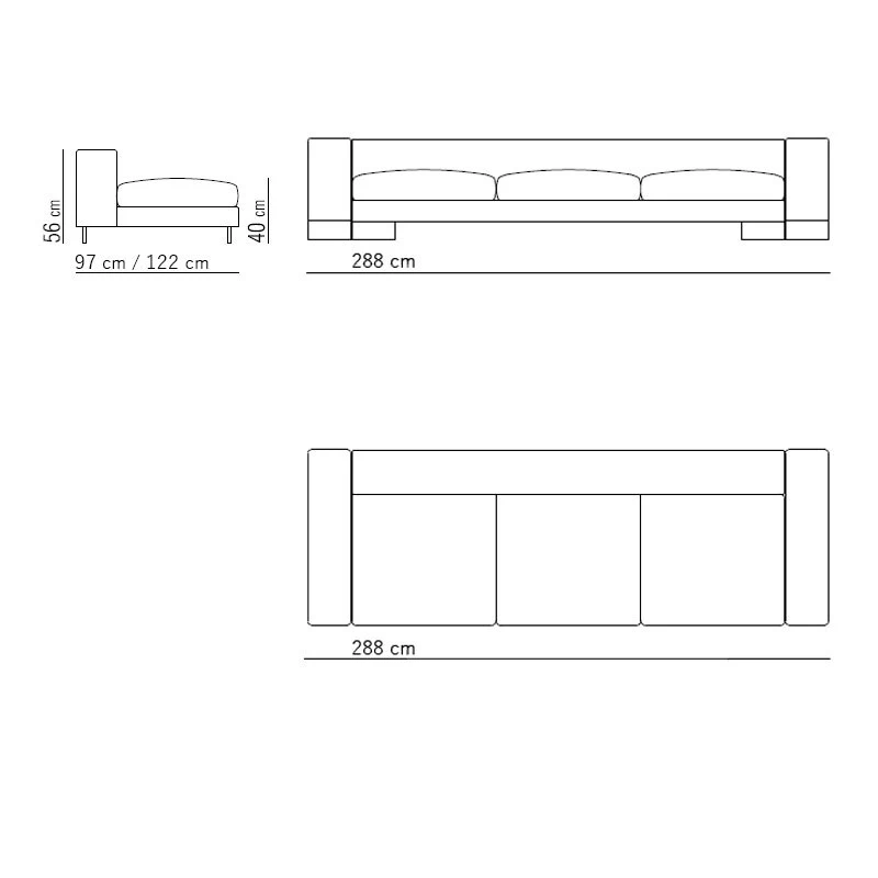Flexform LIGHTPIECE 3-Sitzer Sofa